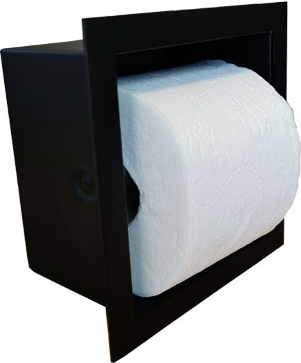 Badkamerplanet Inbouw WC Rolhouder RVS voor 1 Rol Mat Zwart 9 cm diep ...
