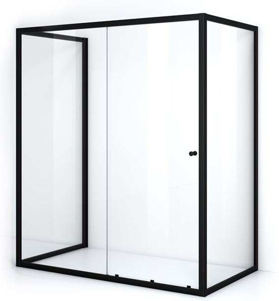 Maxaro Douchecabine Halfvrijstaand Mat Zwart Ruby Allure Helder ...