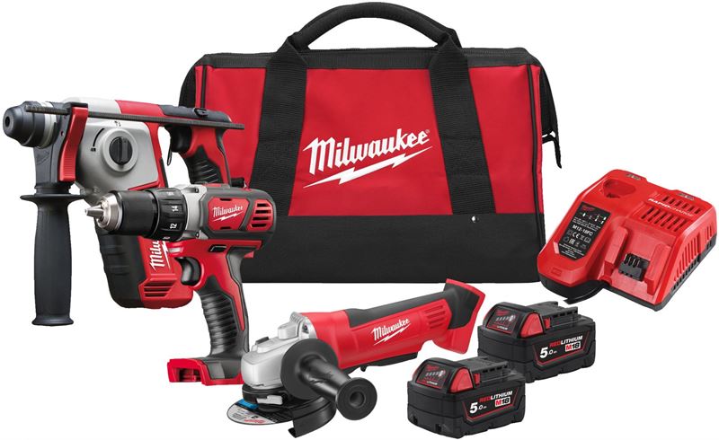 Milwaukee M18 BPP3C-502B 18V Li-Ion 3-delige accu combiset (2x 5.0Ah ...